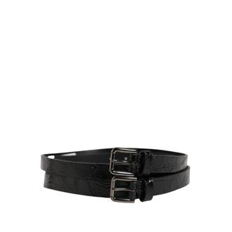 Dolce & Gabbana Doppelriemen-Lederg&uuml;rtel mit silberner Schnalle - - Accessories - Herren - Schwarzk - ONE SIZE