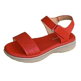 Generic Sandales compens&eacute;es d&eacute;t&eacute; &agrave; bout ouvert et sangle de cheville pour femme avec soutien de la vo&ucirc;te plantaire confortables, Rouge, 40.5 EU