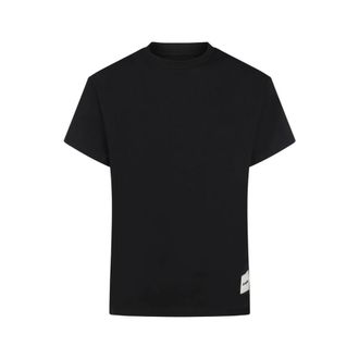 Jil Sander Homme, Tops, Noir, Taille: L T-shirt en coton avec monogramme de marque