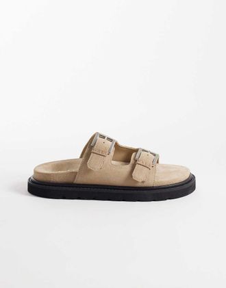 WALK LONDON Walk London - Budapest - Sandalen aus Wildleder in Steinbeige mit zwei Riemen-Neutral