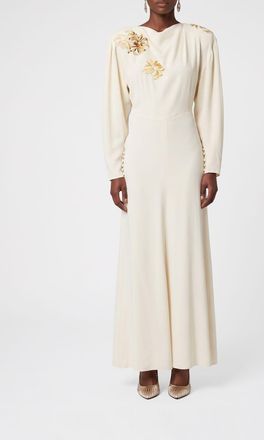 Isabel Marant Langes Samsha-Kleid aus Cr&ecirc;pe mit Stickerei und V-Ausschnitt