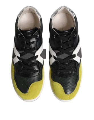 Dolce & Gabbana Multicolor Lace Up Low Top Men Sneakers Shoes Calf Leather Cotton