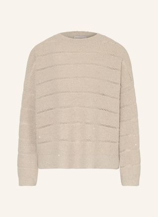 Brunello Cucinelli Brunello Cucinelli Pullover Mit Cashmere Und Glitzergarn beige
