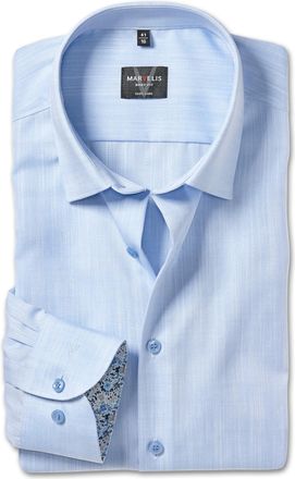 Marvelis Herren Oberhemd Langarm Body-Fit,Einfarbig,18 New York Kent,bleu 11,38