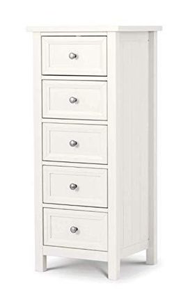 Julian Bowen Commode haute &agrave; 5 tiroirs Maine, blanc Surf