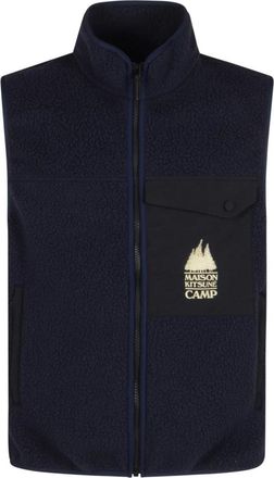 Maison Kitsun&eacute; Homme, Vestes, Bleu, Taille: S Casual Fleece Sleeveless Vest
