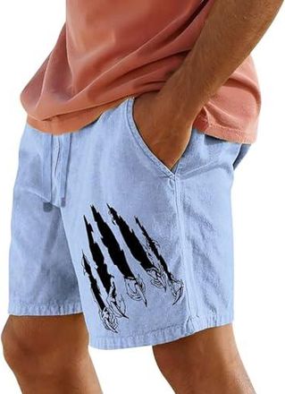 Generic Short d&eacute;t&eacute; pour homme - S&eacute;chage rapide - Hawa&iuml;en - Short de bain avec poches - Short de bain de plage pour homme, bleu clair, 5XL