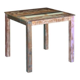 Les Tendances Table de cuisine bois de r&eacute;cup&eacute;ration lion 80 cm