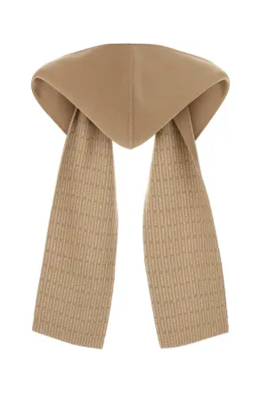 Prada Womens Camel Wool Scarf Cammello+bianco Exterior: Sciarpe E Foulard Scarfs