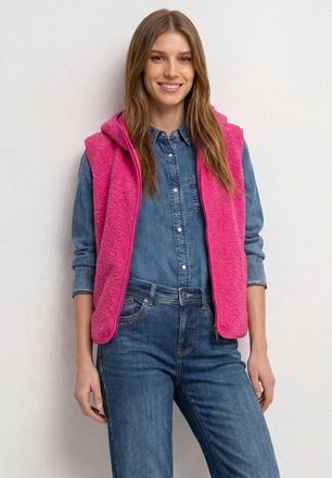 Street One Kurzweste STREET ONE, Damen, Gr. 34, pink (magenta dream), Stoff, 100% Polyester, unifarben, comfort fit normal, ohne Ausschnitt, Westen, mit Kapuze, 