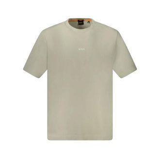 HUGO BOSS Homme, Tops, Beige, Taille: S T-shirt en Coton Beige avec Logo