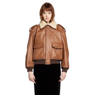 Saint Laurent Bomber in Grained Leather and Shearling