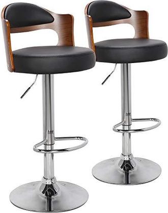 Menzzo Ruben Set mit 2 Barhockern Haselnuss & Schwarz