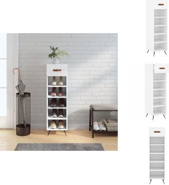 vidaXL Schuhschrank Wei&szlig; 30x35x105 cm Holzwerkstoff - Schuhschrank - Holzwerkstoffm&ouml;bel - Garderobe - Einbauschrank - Schuhe Aufbewahren