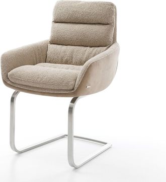 DELIFE Freischwinger Abelia-Flex mit Armlehnen Materialmix Schlamm Freischwinger flach Edelstahl, Esszimmerstühle