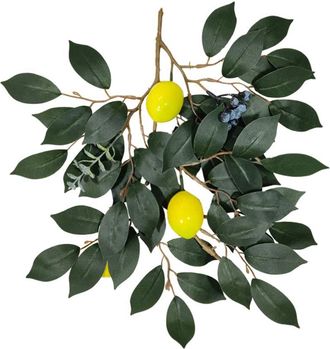 Pretyzoom Künstliche Zitronenzweige Zitronenblume Zweig Frühling künstlicher Zitronen Deko dekorativer Obst Zweig grüne Blätter Bauernhaus Stil Tischdeko für In