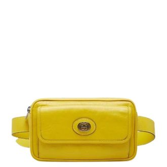 Gucci Sac banane en cuir Interlocking G Pre-owned - Femme - Pre-owned - Jaune - Taille: ONE Size