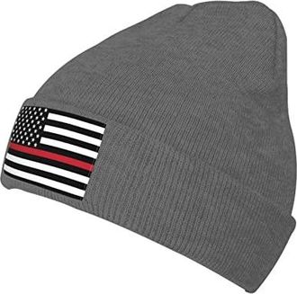 Generic Bonnet Docker Drapeau Américain Thin Red Line Amples Beanie Tricoté Doux Skull Casquette pour Hiver La Rue Femme