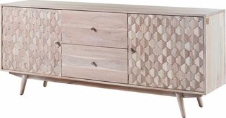 Massivmoebel24 Sideboard Akazie 180x42x75 wei&szlig; lackiert mosayk 200