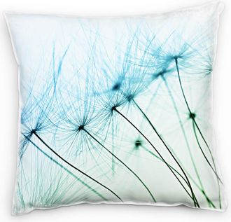 Paul Sinus Art Macro, Blumen, blau, gr&uuml;n, Pusteblume Deko Kissen 40x40cm f&uuml;r Couch Sofa Lounge Zierkissen - Dekoration zum Wohlf&uuml;hlen