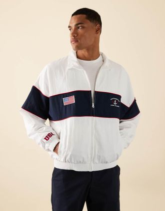 Hollister Veste de survêtement zippée avec motif Americana - Blanc
