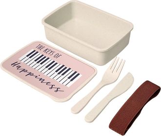 Fabulous Lunch Box Lunchbox mit Besteck, Pink - The Keys of Happiness Musiker Instrument Piano - 700 ml