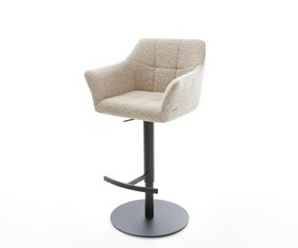 DELIFE Barstuhl Yulo-Flex Webstoff Soft Beige Drehfu&szlig; h&ouml;henverstellbar Metall Schwarz, Barst&uuml;hle