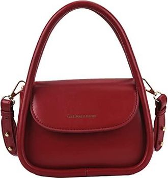 Generic Petit sac à main et sac à main en cuir avec poignée sur le dessus - Sac à main tendance - Mini sac à bandoulière mignon pour femme, Rouge, Small