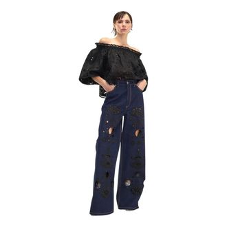 Cynthia Rowley Femme, Jeans, Multicolore, Taille: W29 Jean brodé à jambes larges