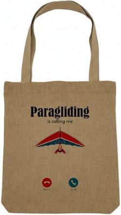 Fabulous Sac Shopping Tote Bag Aspect Lin - Paragliding Is Calling Me Extreme Sport - Sac de Courses Toile Epaisse 360g Beige Naturel Cabas Port&eacute; Epaule Solide