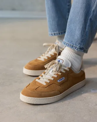 Faguo Baskets beige clair cuir su&egrave;de
