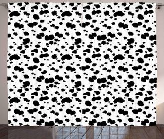 Abakuhaus Tier Rustikaler Vorhang, Dalmatiner Druck Textur, Wohnzimmer Universalband Gardinen mit Schlaufen und Haken, 280 x 260 cm, Wei&szlig; und Schwarz