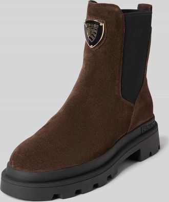 Blauer Stiefeletten mit Label-Applikation Modell KIMMEL