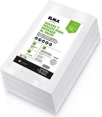 elma Vakuumbeutel f&uuml;r Lebensmittel, Beutel f&uuml;r Vakuumierer mit Line+ Technologie | Neue Formel, Gerilltes Mehrschichtsystem, BPA-frei, 20 x 40 cm, 100 Beut