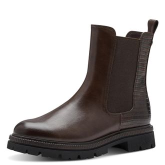 Marco Tozzi Damen Chelsea Boots aus Kunstleder Flach, Braun (Cafe Comb), 36