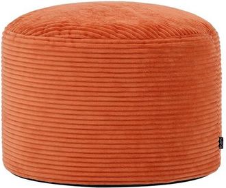 Icon Brand Milano Hocker, Orange, Flauschiger Cord Stoff, Sitzsack Cord, Sitzpuff Hocker mit F&uuml;llung, Fu&szlig;hocker f&uuml;r das Wohnzimmer, Deko Wohnzimmer