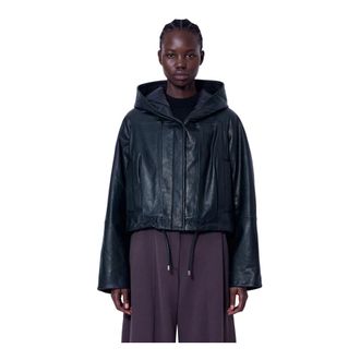 Sportmax Kapuzenjacke aus Leder - - Jackets - Damen - Schwarzk - S