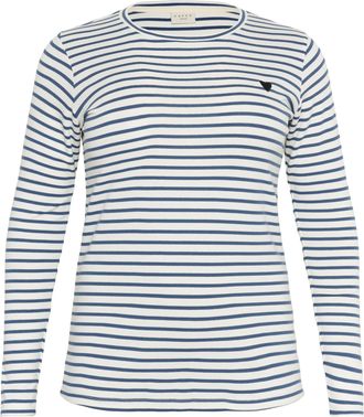 Kaffe Curve Langarm-Shirt KClia L, Chalk/Bering Sea-Black Heart L