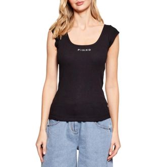 Pinko Pinko, Femme, Tops, Noir, Taille: 40 FR Haut c&ocirc;tel&eacute; en coton