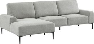 Sweeek Sweeek - Canap&eacute; 3 places angle gauche en tissu et structure / pi&egrave;tement m&eacute;tal noir Polyester Gris clair