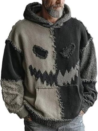 Generic Sweatshirt dhalloween pour Homme Motif Imprimé Fantôme Humour Citrouille Sweater Manches Longues Blouse Capuche Costume De Halloween Homme Mode Casual