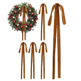 Generico Rote Weihnachtsschleifen: 6 Stück gedrehtes Band, dekoratives Samtmaterial, festlicher Anhänger, wiederverwendbares Design, langlebig, elegante Weihna