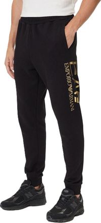 Emporio Armani Emporio Armani Jogginghose aus Baumwolle, Schwarz mit goldfarbenem Logo, athletische Sweatpants, schwarz / gold, XL