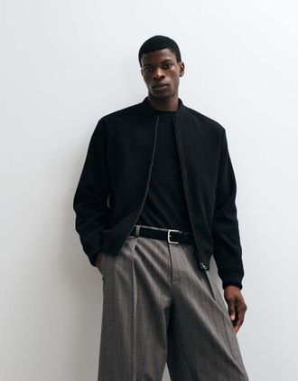 Jack & Jones bomber &agrave; effet laine noir