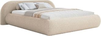 Selsey Selsey Shels Low - Polsterbett 140x200 mit Bettkasten, Boucl&eacute;, Hellbeige