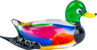 Cristalica Glasfigur Ente Bunt/Transparent Breite ca. 6,9cm Handarbeit
