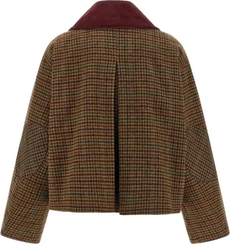 Ganni Check Twill Jacket - Brown