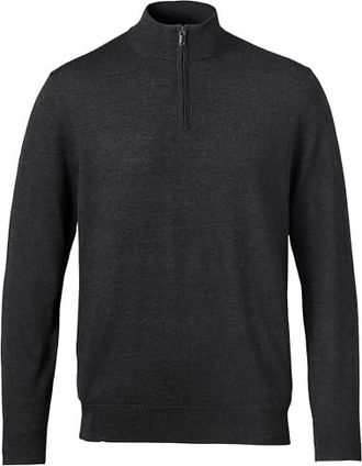 CHARLES TYRWHITT Charcoal Grey Pure Merino Zip Neck Jumper Sweater, Gris, L Homme