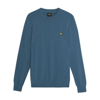 Lyle & Scott Mid Knits Cotton Merino Crew Neck Jumper - - Knitwear - Herren - Blau - L