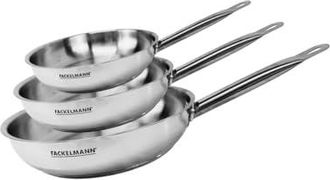 Fackelmann 9437650 Set de 3 po&ecirc;les 20 24 et 28 cm en inox, Po&ecirc;le de cuisson, Po&ecirc;le tous feux, Po&ecirc;le induction, Po&ecirc;le sans PFAS, Manche inox, Manche rivet&eacute;, Acier
